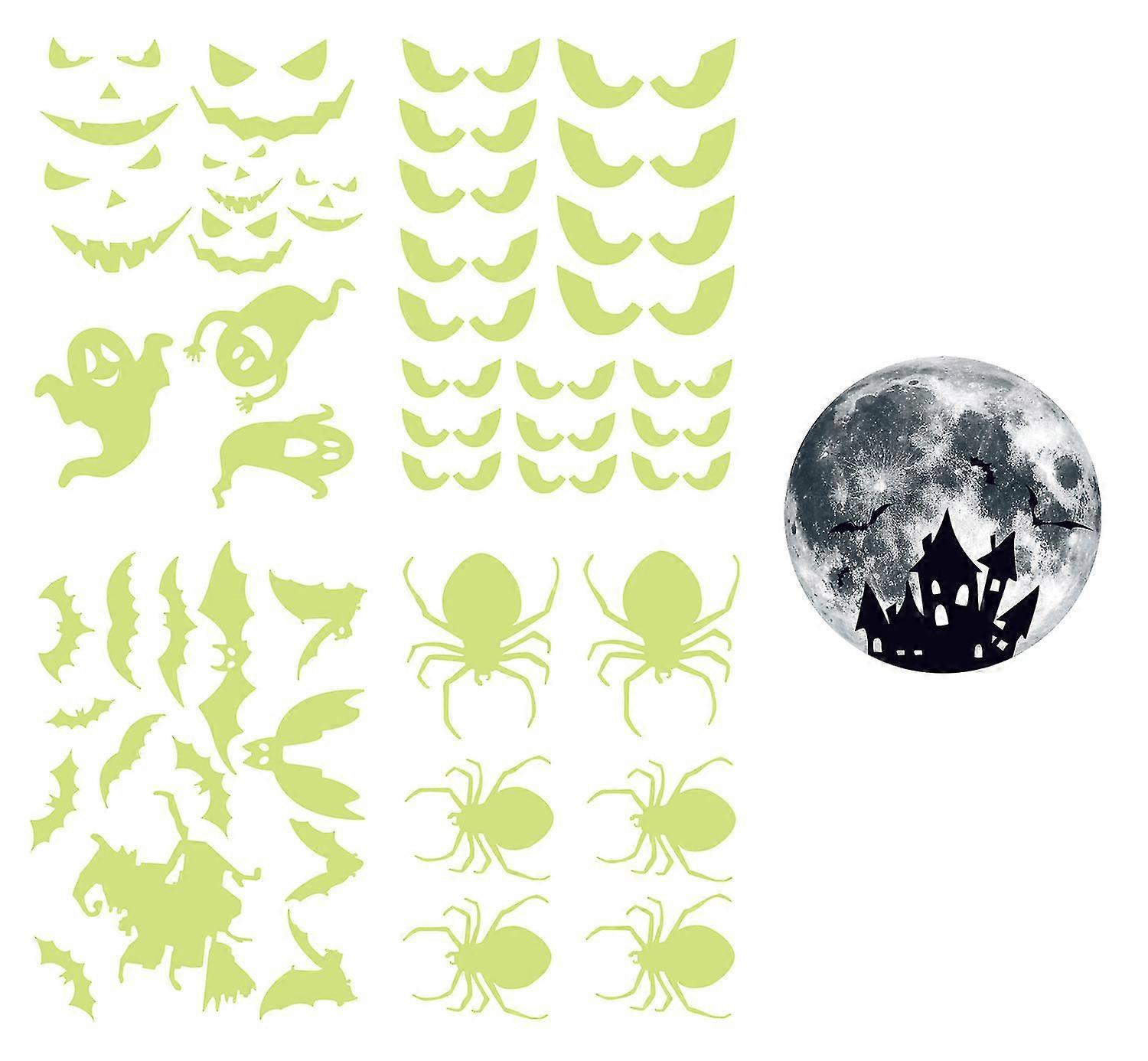 For 2024 5pcs Halloween Luminous Dark Stickers, Luminous Window Decals ...