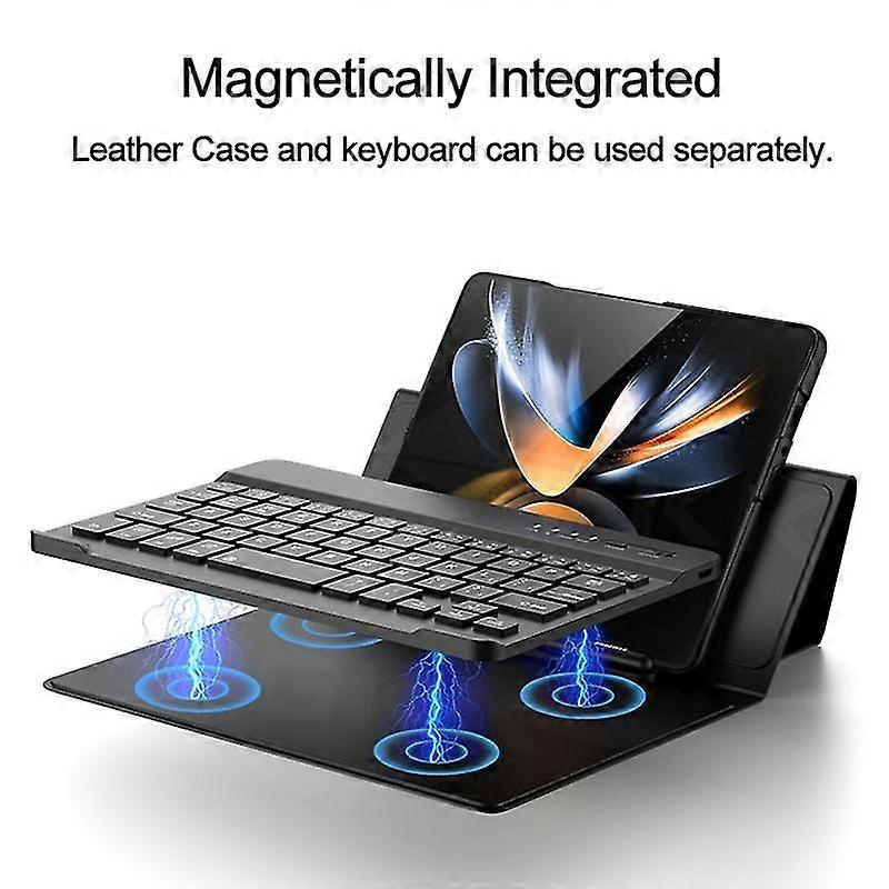 Leather Fold Stand Case Keyboard Compatible Samsung Galaxy Z Fold 4 ...