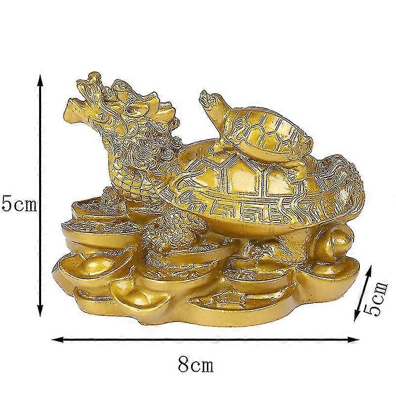 1pc Gold Feng Shui Dragon Turtle Tortoise Statue Figurine Coin Money ...