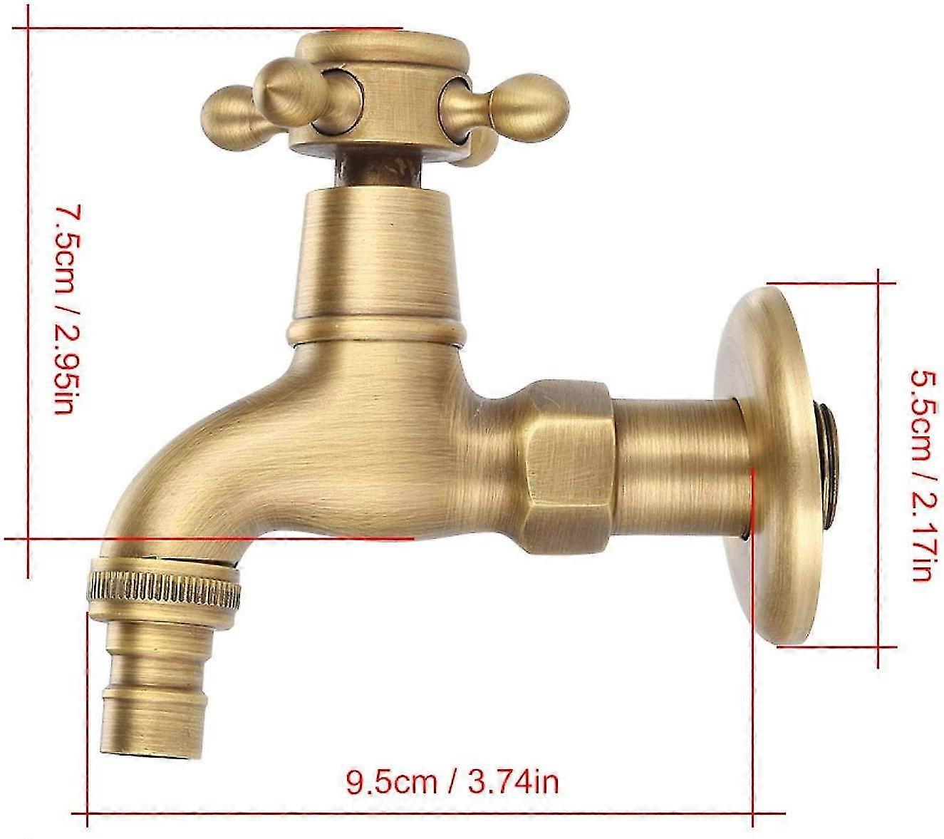 Vintage Solid Brass Single Handle Washing Machine Faucet Wall Mounted ...