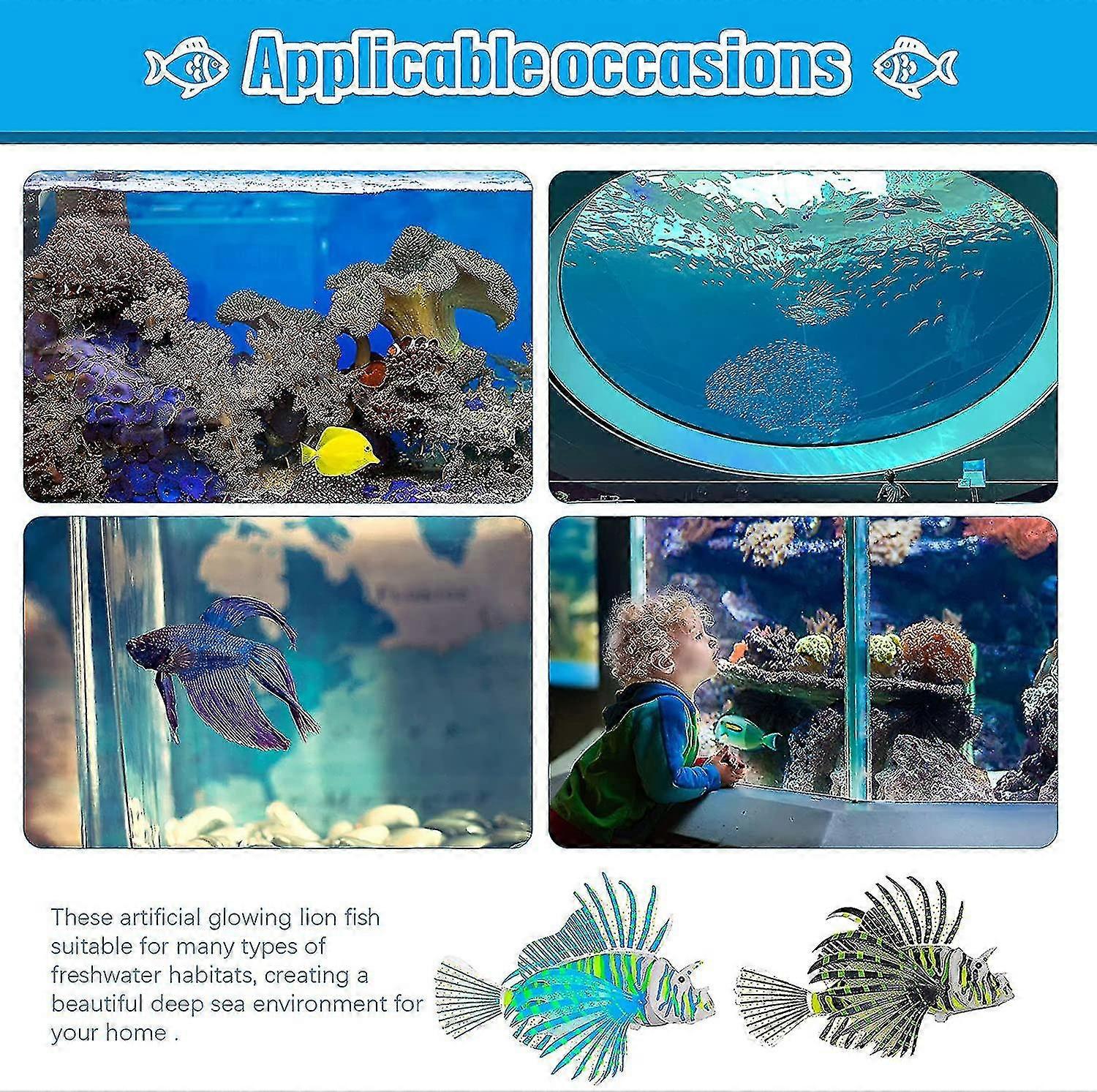 2024 2 Pieces Artificial Glowing Lion Fish Colorful Luminous Lionfish ...