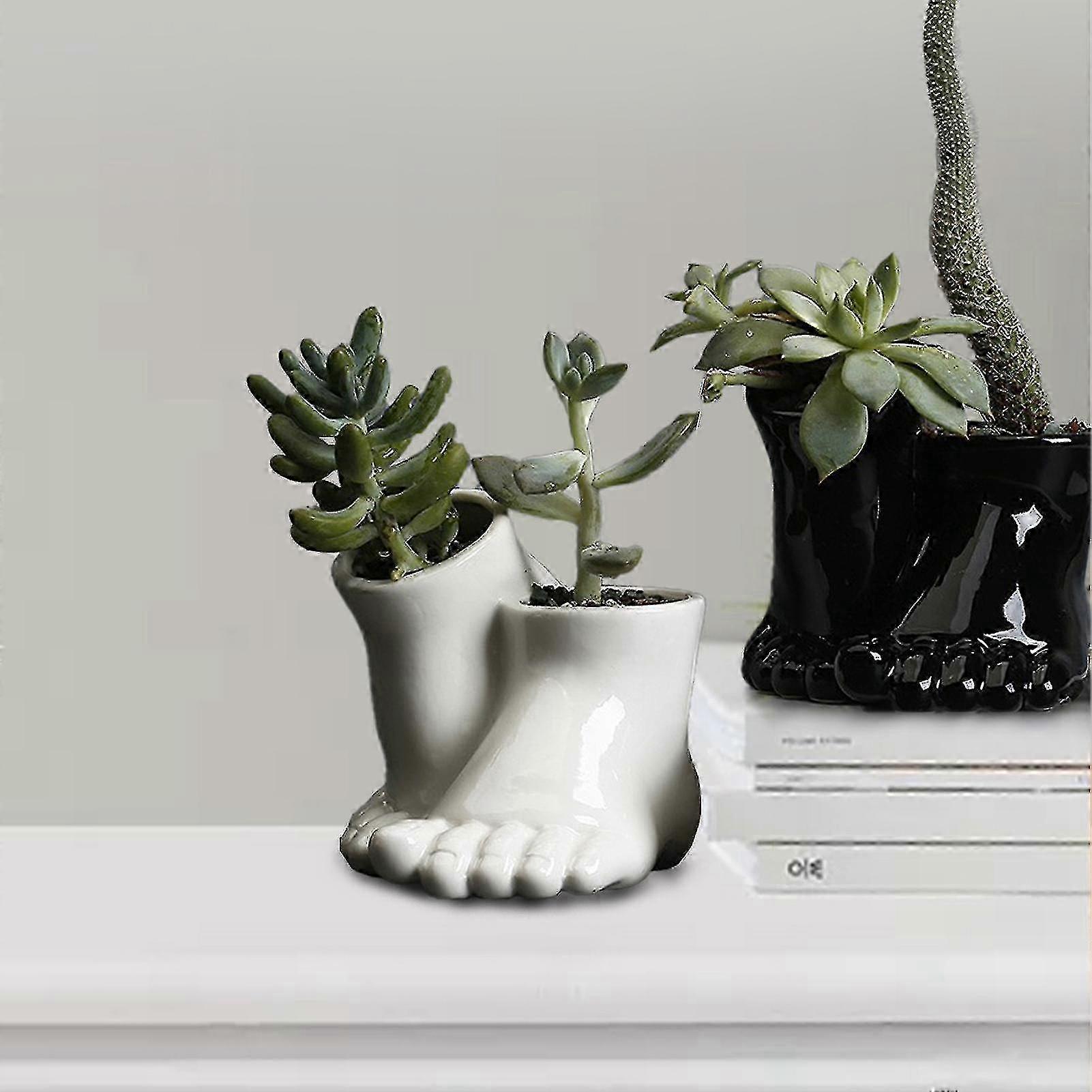 Ceramic Succulent Pots Novelty Human Feet Shape Planter Flower Pots ...