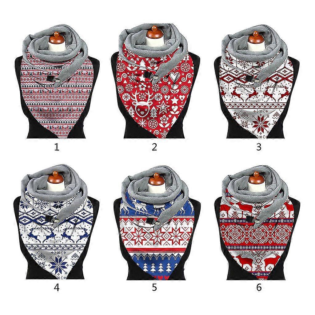 Women Winter Warm Scarf Christmas Elk Snowflake Print Neck Warmer Snood ...