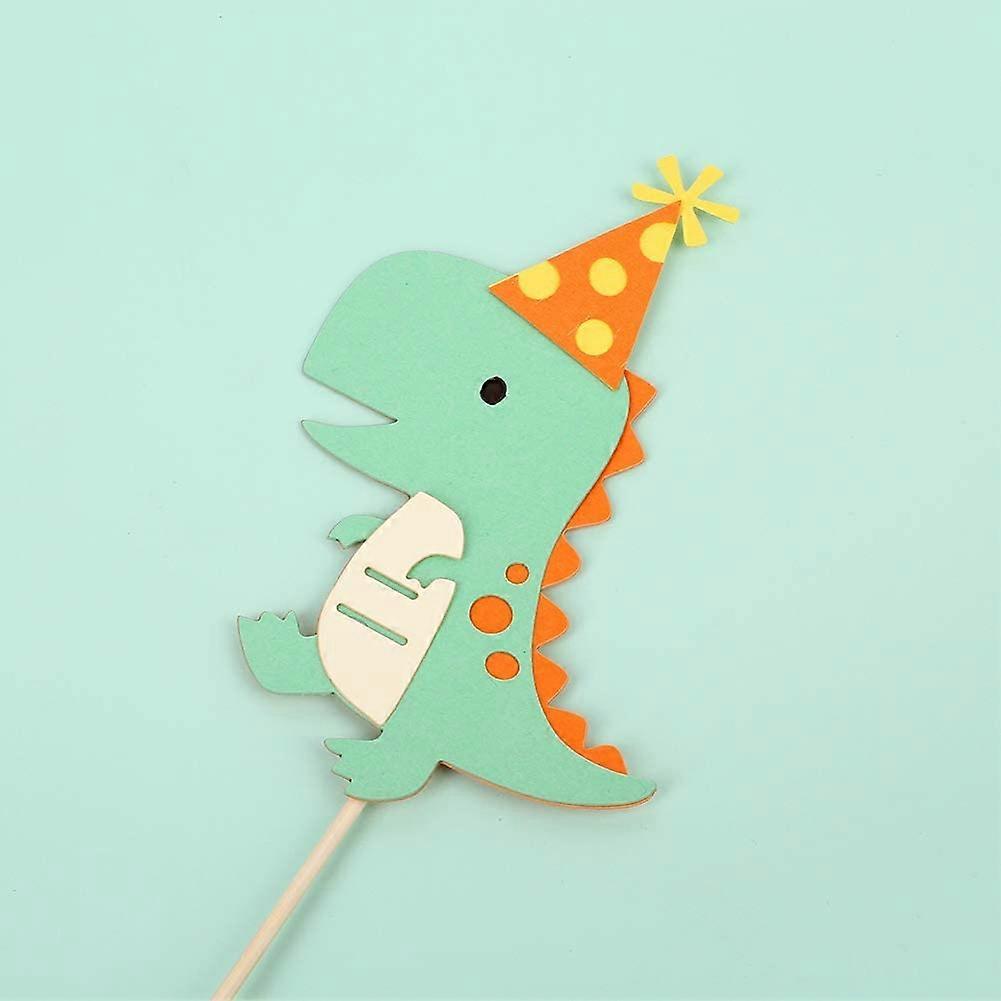 Pink/Green Dinosaur Birthday Cake Toppers Set Green Leaf Happy Birthday ...
