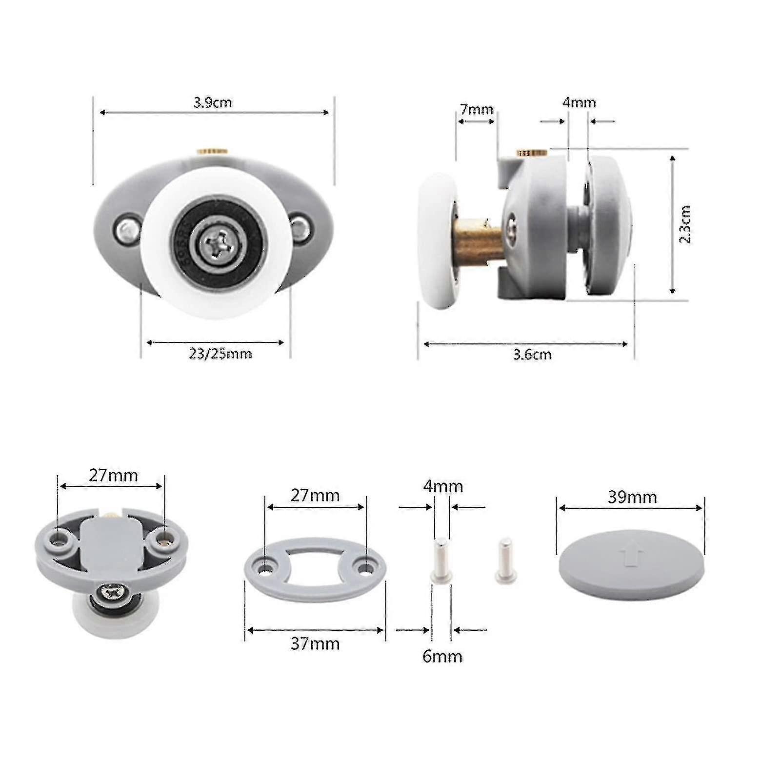 New,suitable Shower Door Runner Wheels, Abs Plastic Pulleys Sliding ...