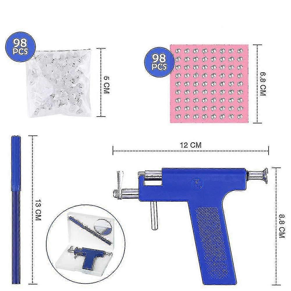 Ear Nose Navel Body Piercing Gun Tool Kit Machine With 98pcs Studs ...