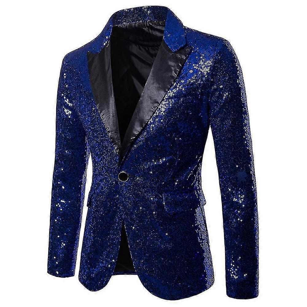 Men's Sequin Suit Jacket Blazer One Button Luxury Party Dinner Prom ...