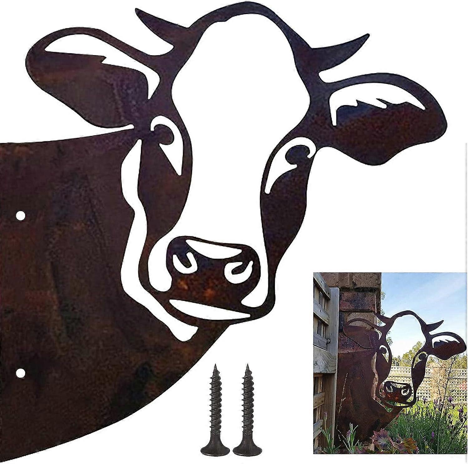 Patina Cow Decoration Metal Rust Decorative Cow Metal Ornaments Metal ...