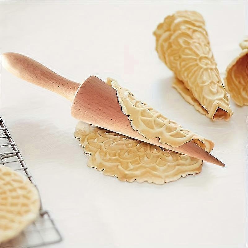Pizzelle Roller Krumkake Cone Maker Wood Ice Cream Cone Mold DIY ...