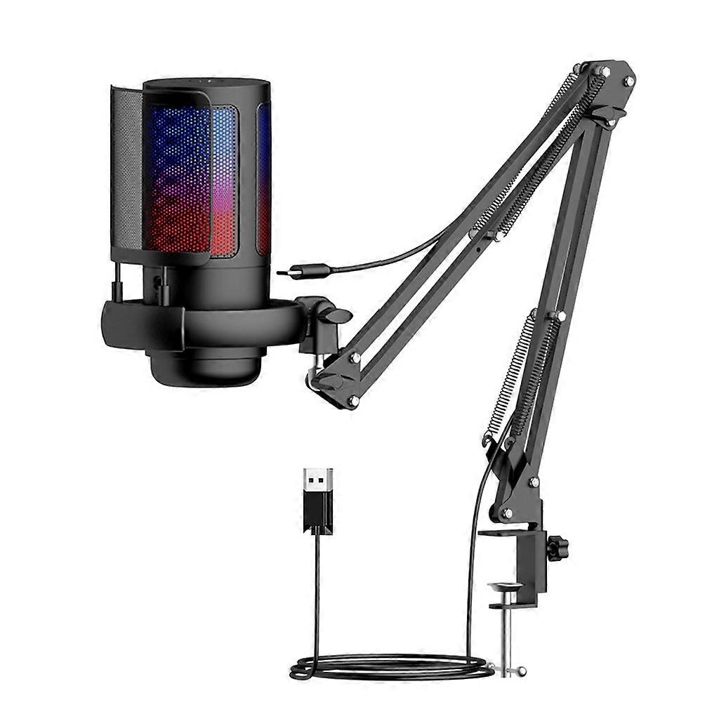 LED Gaming Microphone USB Condenser Mic for PC with Detachable Shock ...