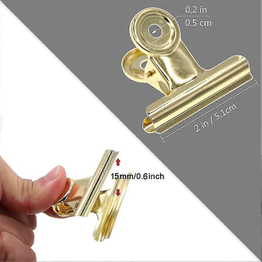 Gold Binder Clips, 10 Pa 2 Inch Stainless Steel Large Metal Hinge Paper ...