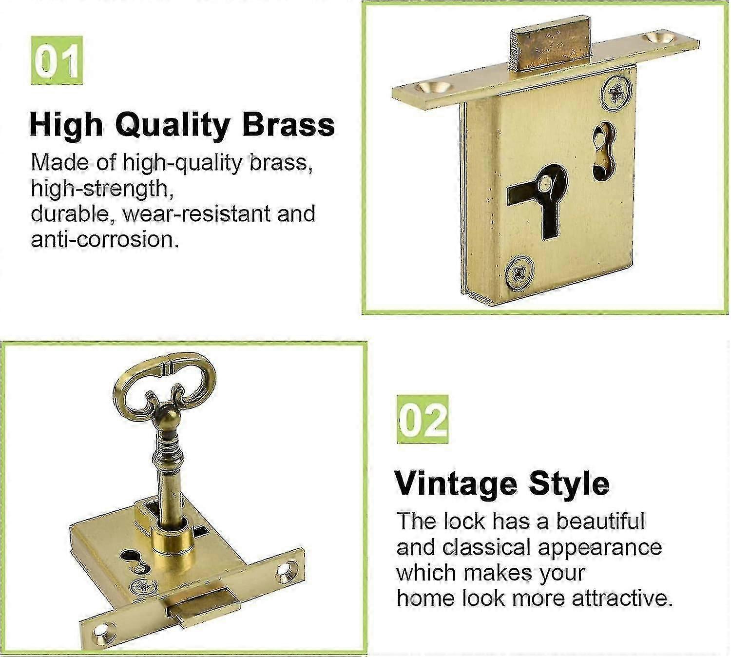 Vintage Lock, 1 Pack Gold Cabinet Lock with Antique Brass Decorative ...