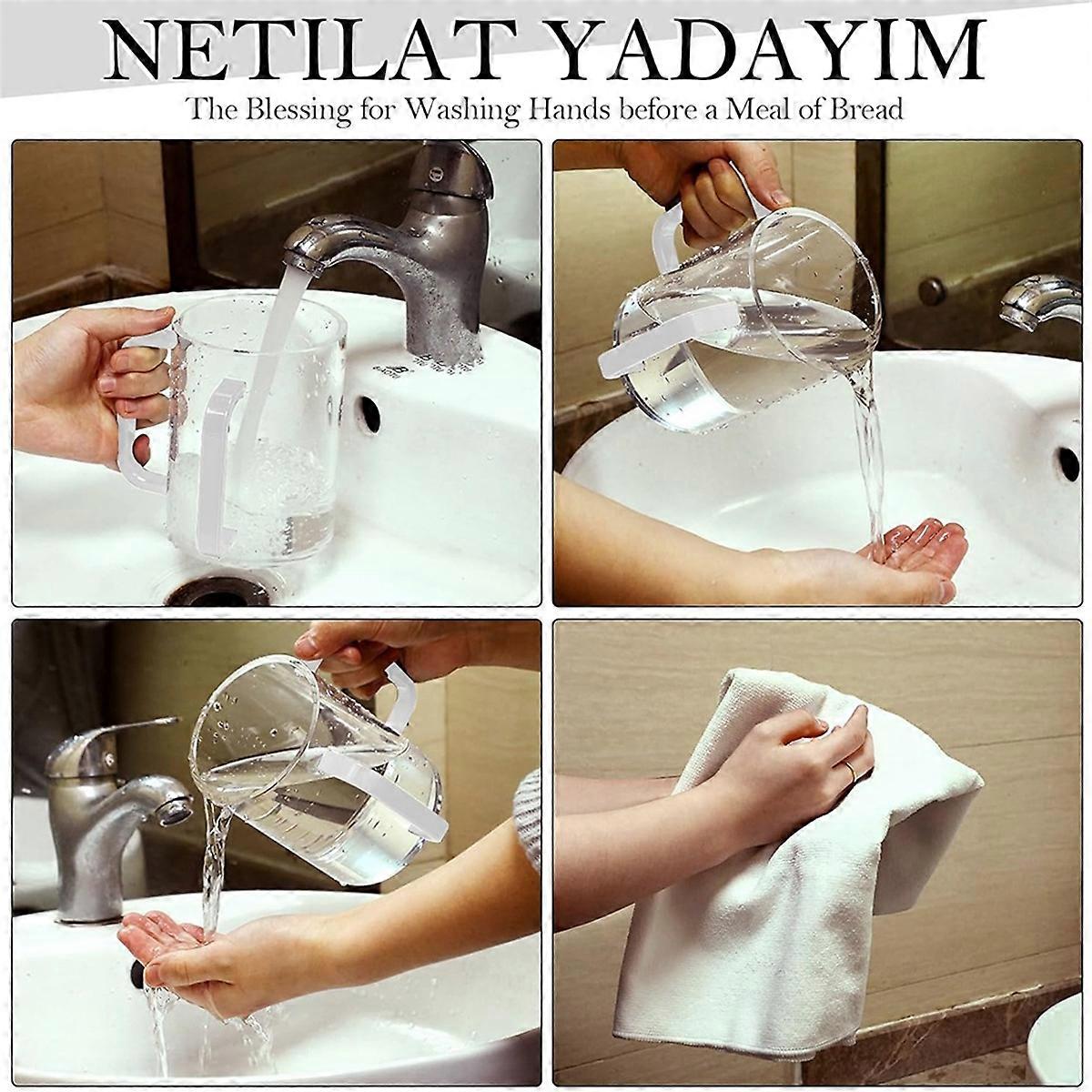 Hand Washing Cup with Dual Handles Acrylic Washing Cup for Netilat ...