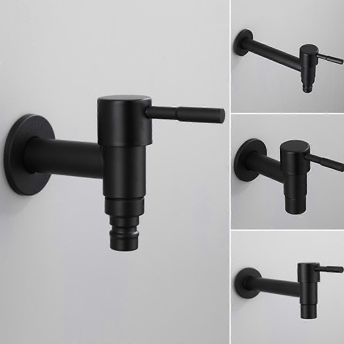 Black Mop Pool Faucet Wall Mounted Cold Water Tap Water Saving ...