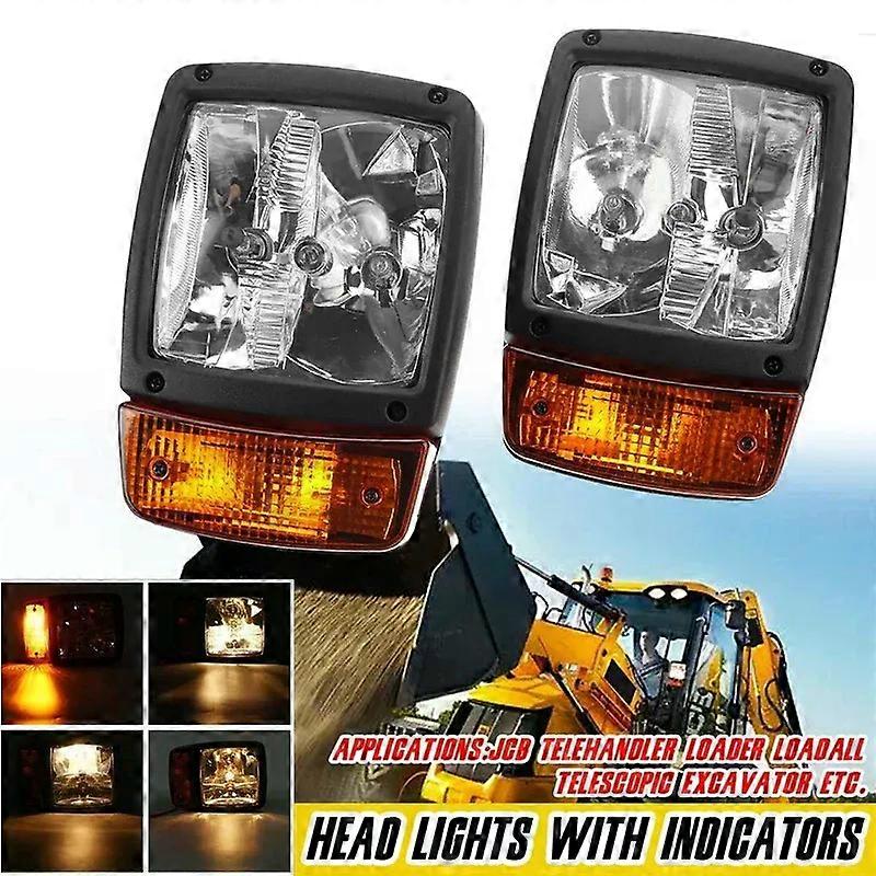 24V Excavator JCB Front LED Headlights Turn Signal Lamp Indicator Work ...