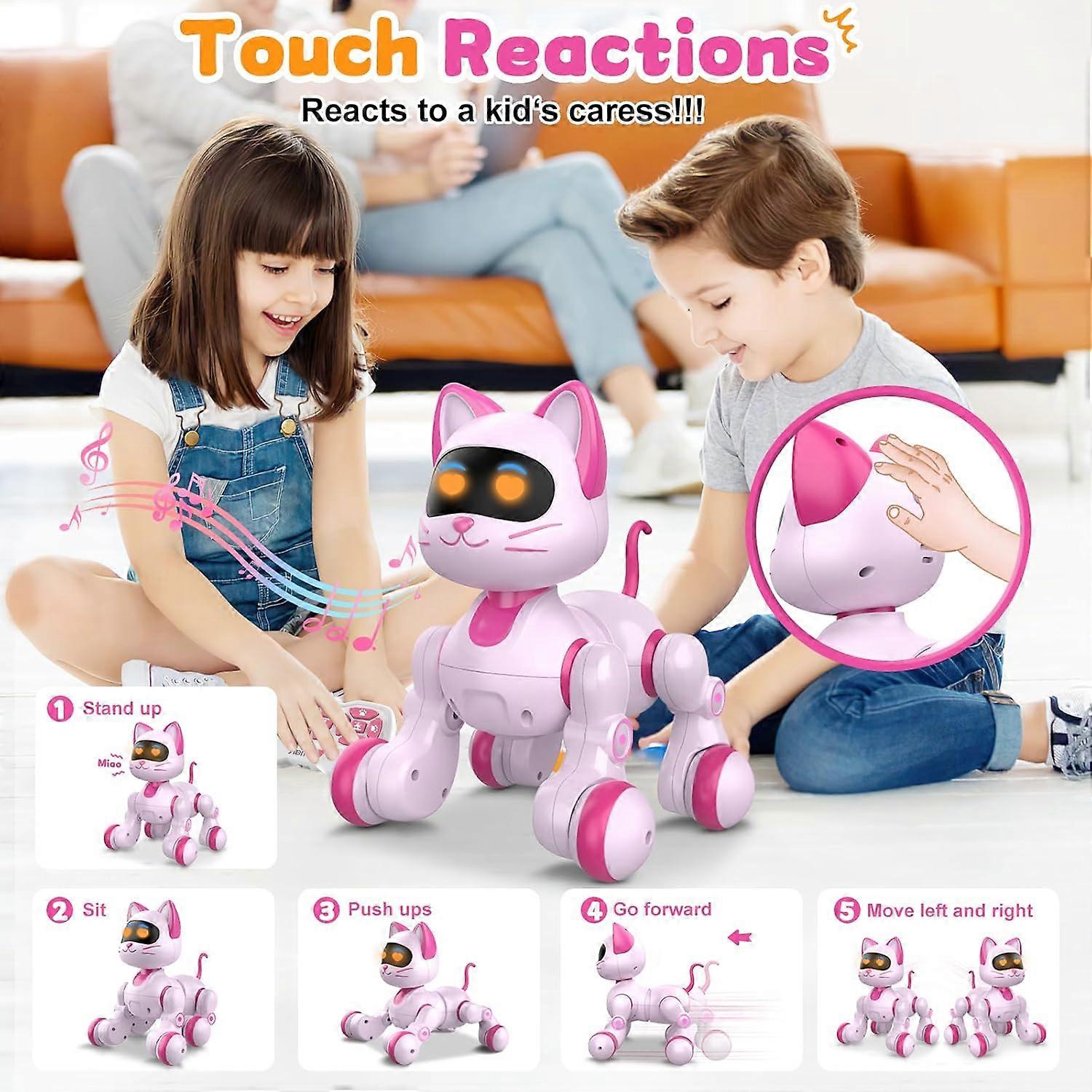 Robot Cat Interactive Toys - Electronic Pink Kitty Pet with Robotic ...