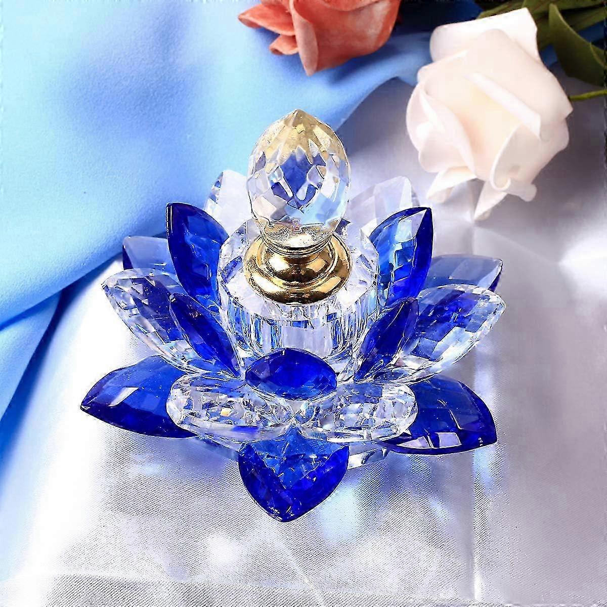 2026 Blue Crystal Lotus Flower Figurines Perfume Bottles for Women ...