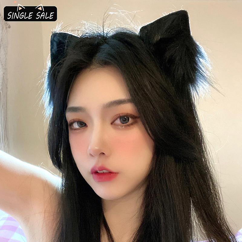 Simulation Cat Fox Ear Headband Cute Plush Animal Wolf Ear Hair Loop ...