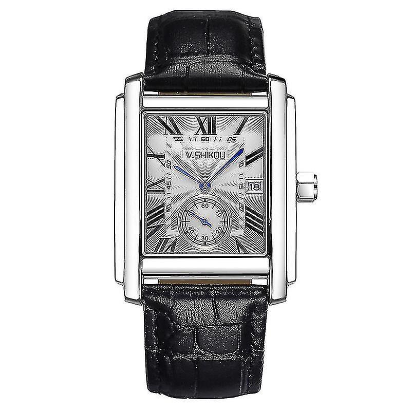 Men's Square Watch, Vintage Leather Cuff Watch, Roman Numerals Analog ...