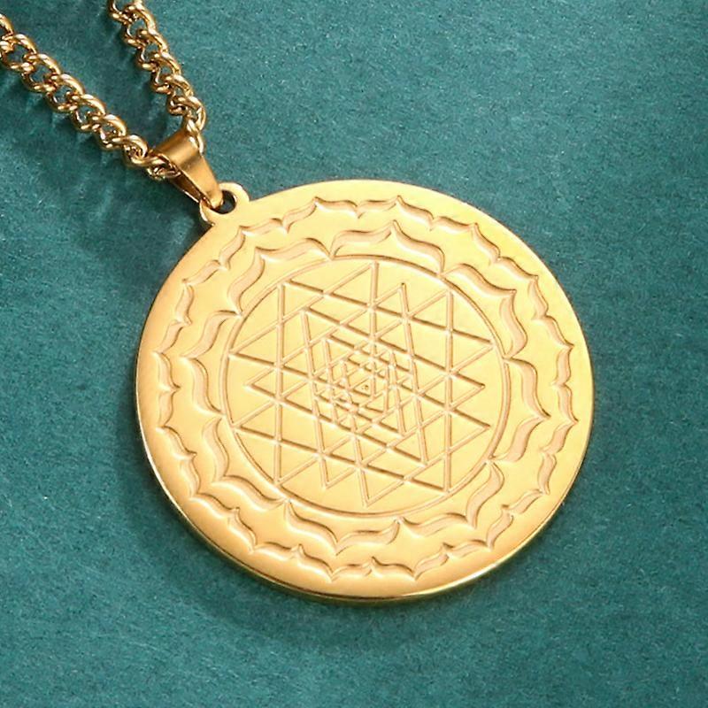 Dawapara Lotus Sri Yantra Symbol Necklace Stainless Steel Healing ...
