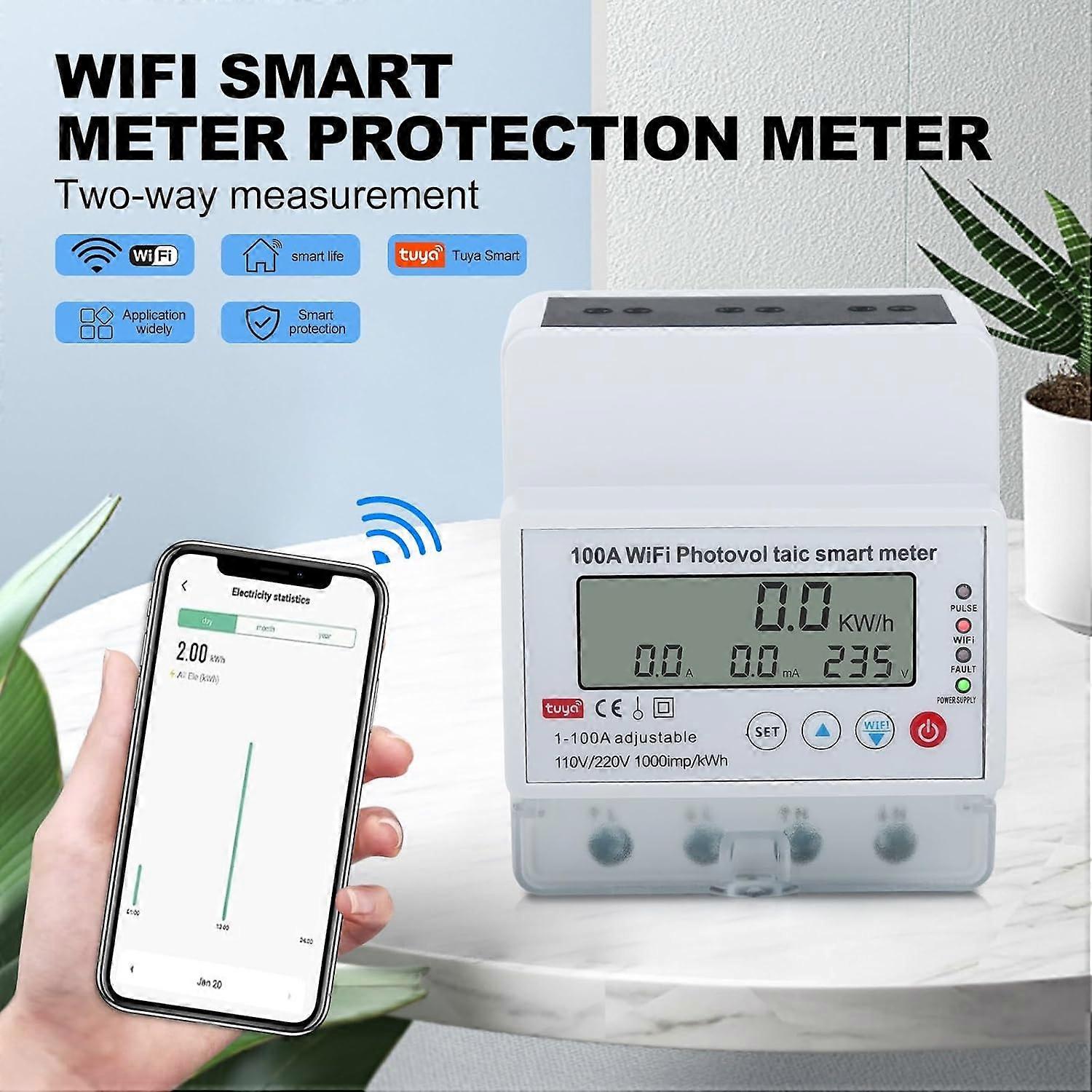 WiFi Smart Energy Meter 100A Single Phase 4P Tuya Smart WIFI ...