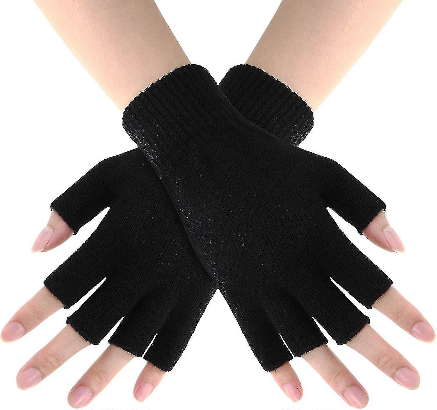 Fingerless Knitted Gloves Warm Half Finger Gloves Winter Knit Driving ...