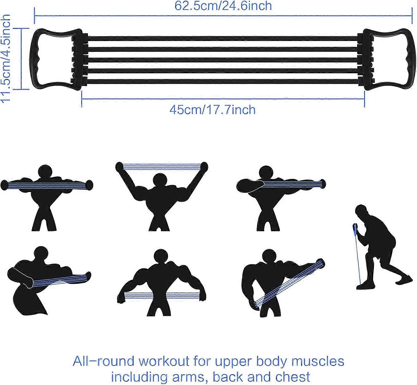 Chest Expander Puller, 5 Tubes Chest Expander Muscle Pull Exerciser ...