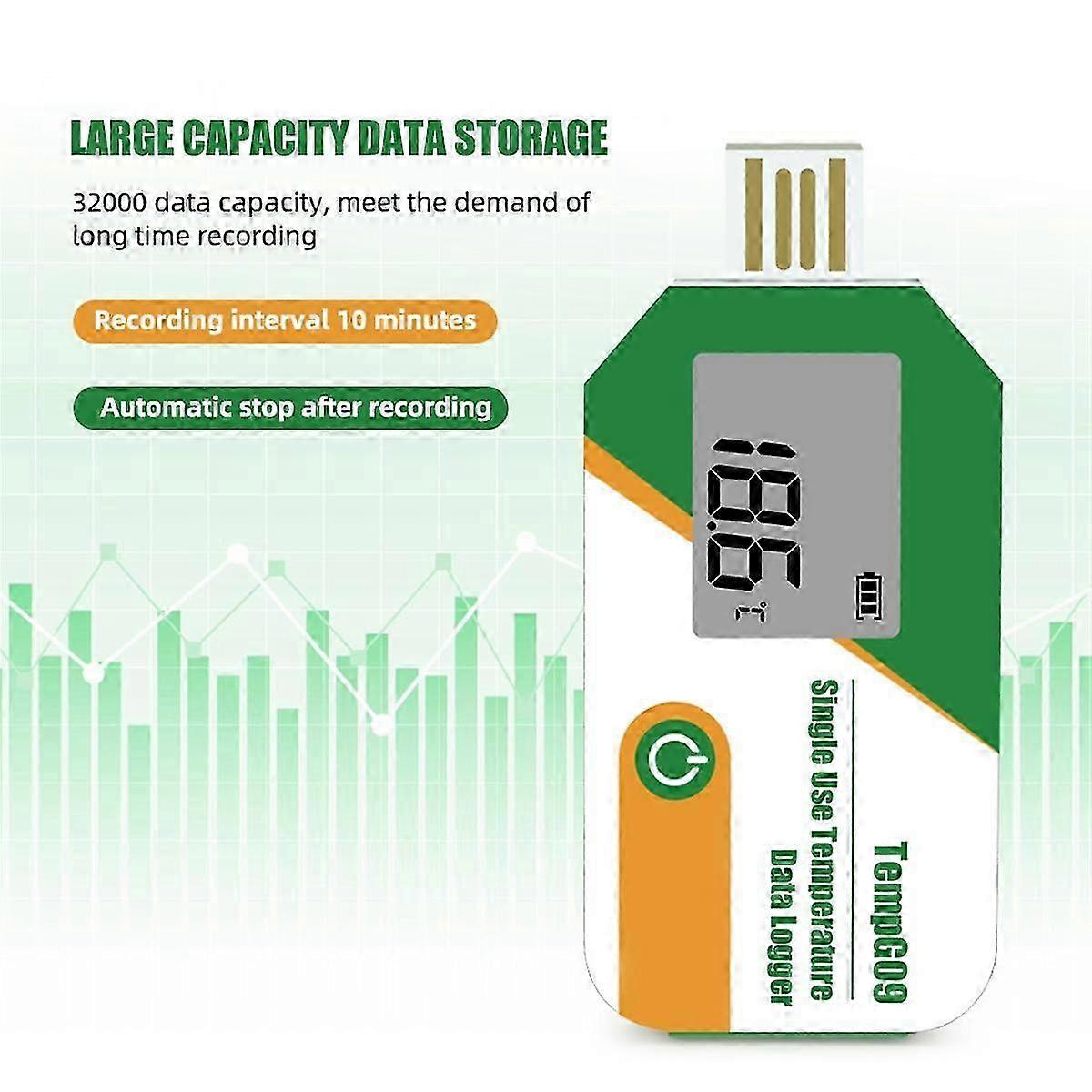 Digital Display USB Temperature Data Logger 32000 Point Capacity Disposable Temperature Recorder ...