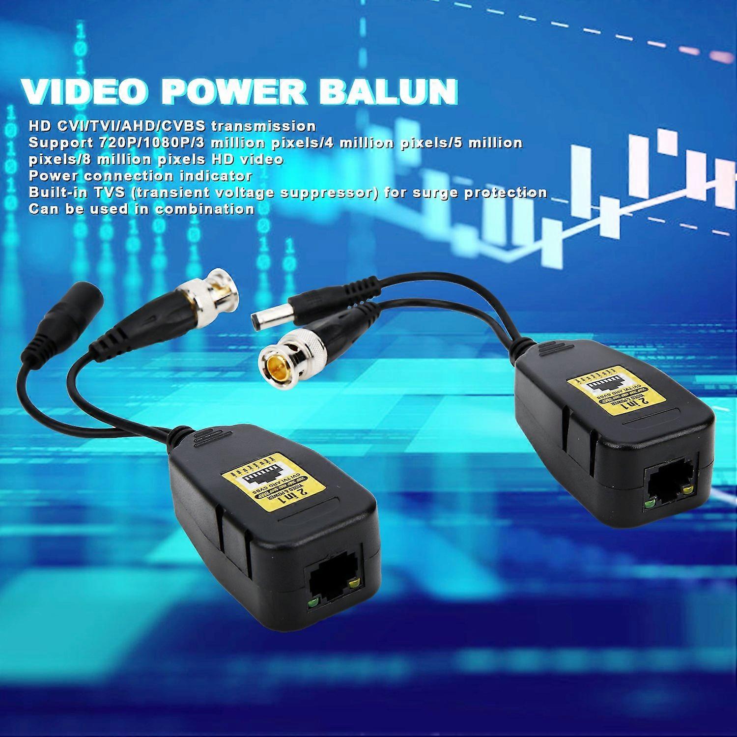 4Pcs HD Video Transmitter Anti Thunder Power Balun RJ45 2in1HDCVI/TVI ...