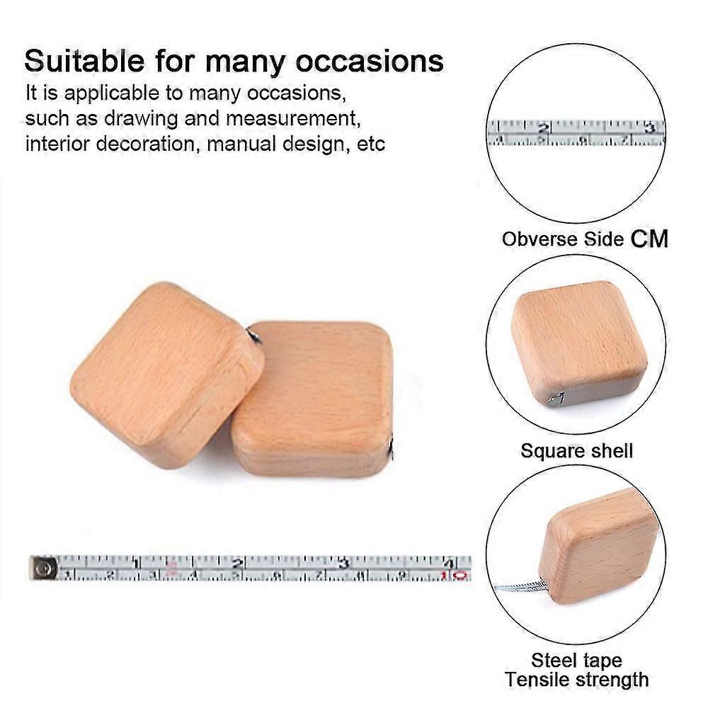 Tape Measure, Wood Case Measuring Tape 2mretractable Fabric Tape ...