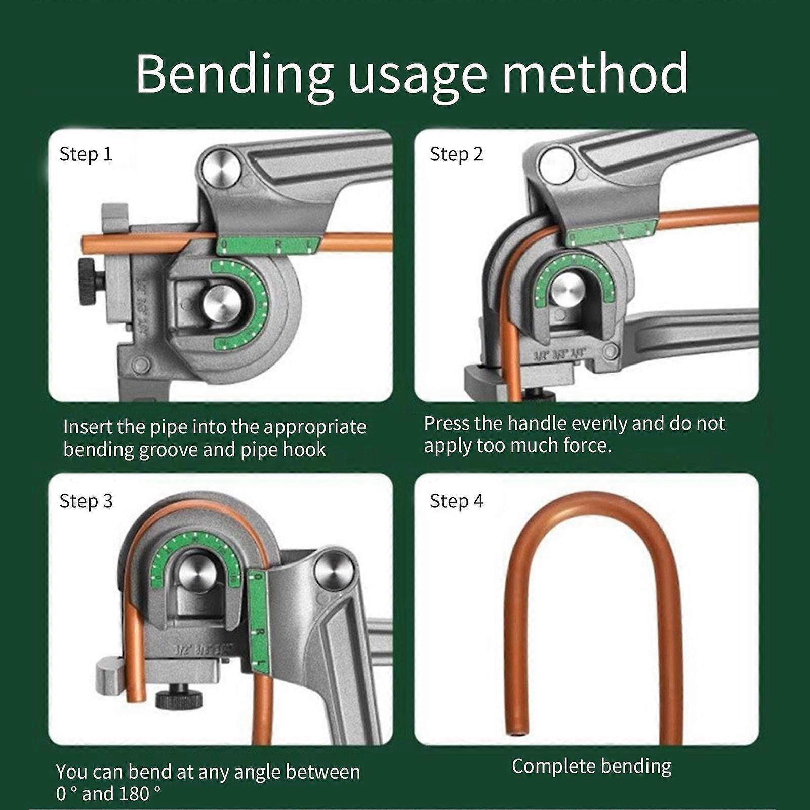 1/4" 3/8" 1/2'' 5/16" Tubing Bender 3 in 1 Tube Bender 180° HVAC Copper Aluminum Tubes Bending ...