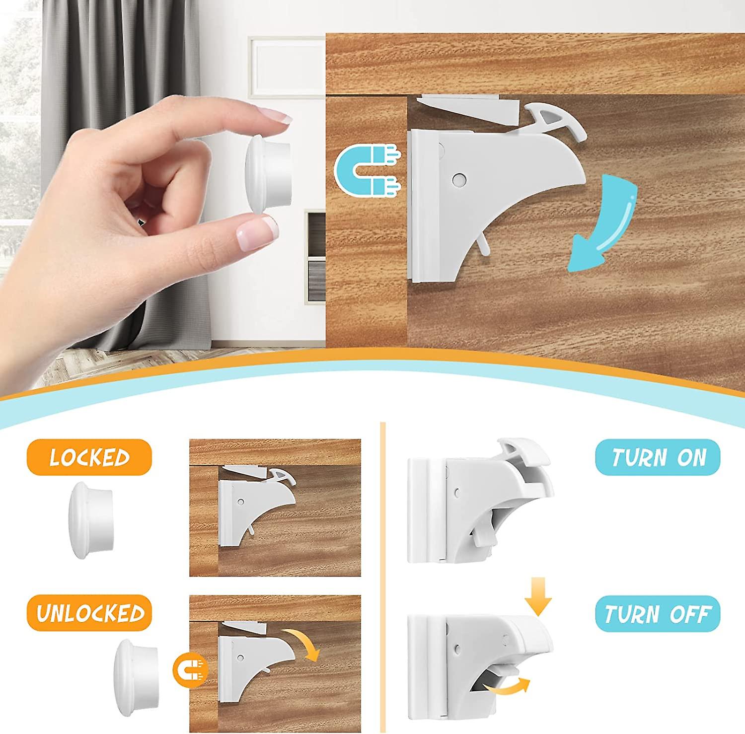 Baby Safety Cupboard Door Lock (4 Locks + 1 Key), Child Safety Drawer ...