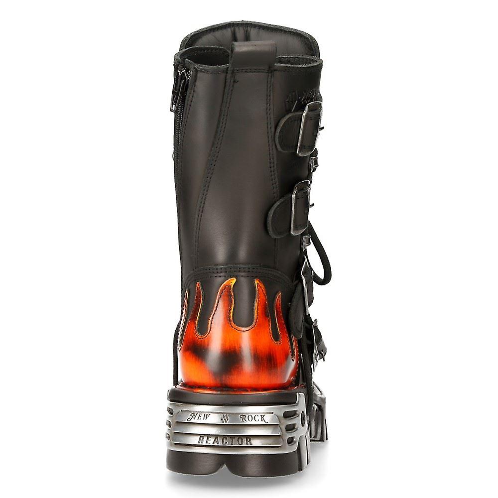 New Rock 107-S1 Red Skull Devil Black Leather Boot Biker Goth Rock ...