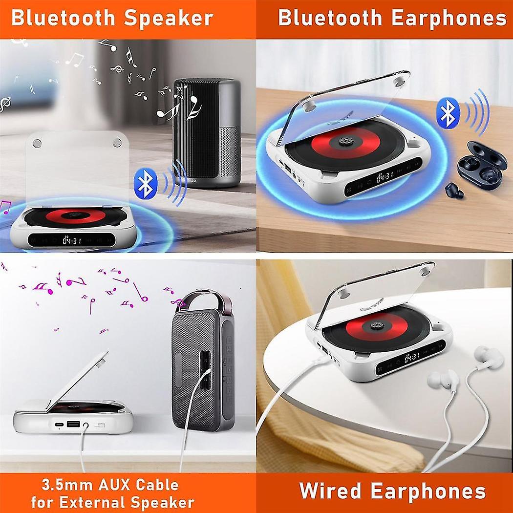 Portable Cd Player Bluetooth Speaker,led Screen, Stereo Player, Wall ...