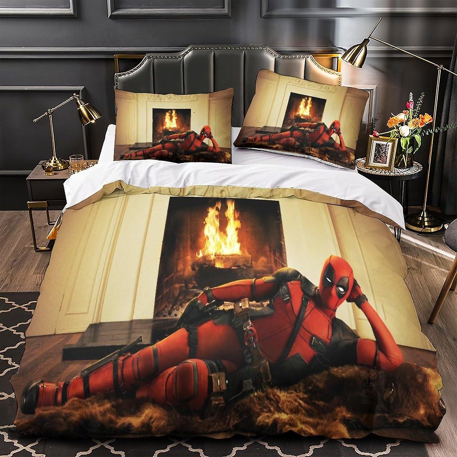 HOUKIG Bed Set Deadpool Superheroes with Duvet Cover And Pillowcase ...