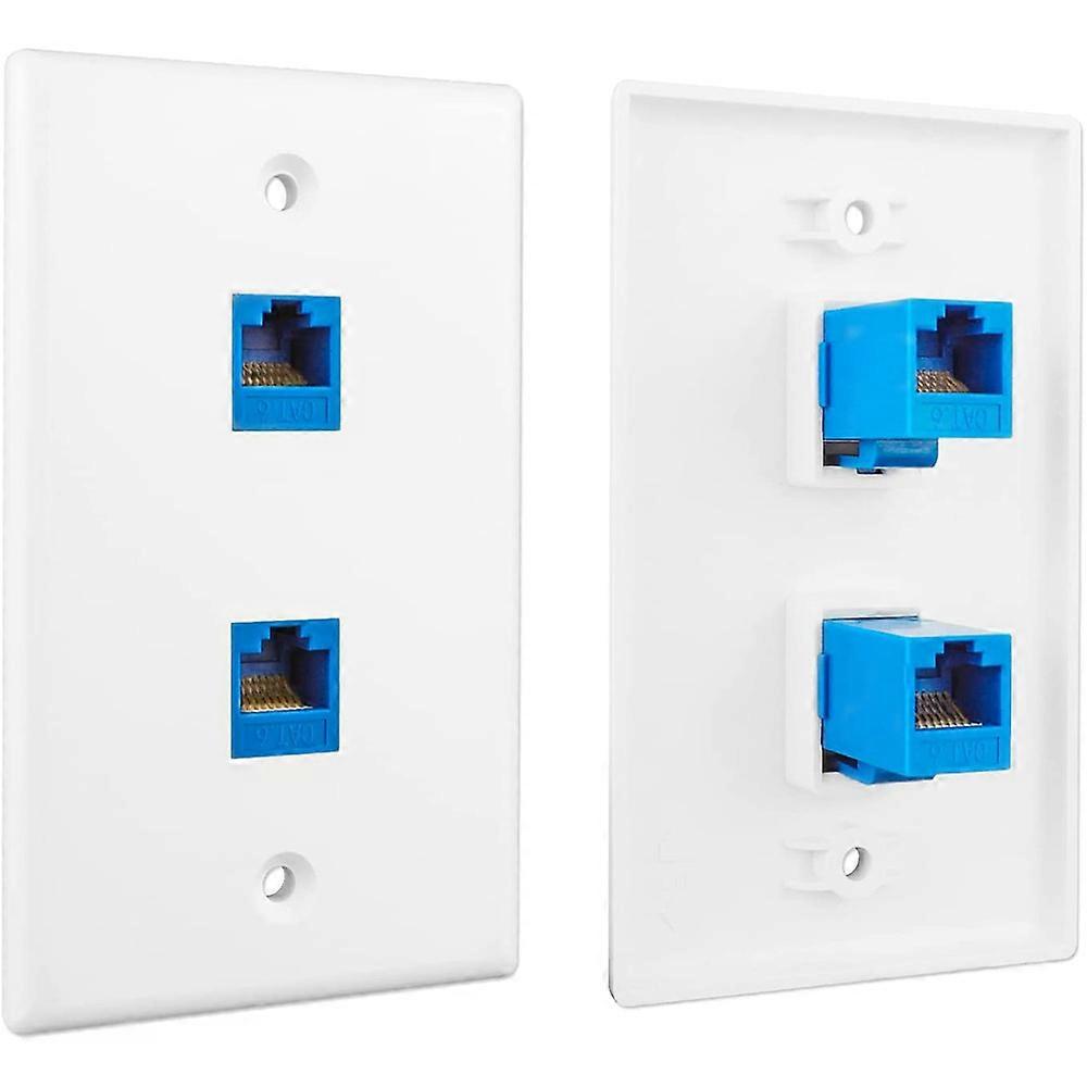 2-Pack 2 Port Ethernet Wall Plate, RJ45 Cat6 Female to Female Inline ...