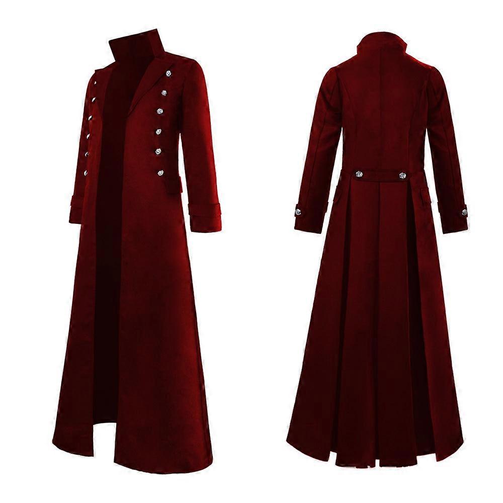 Vintage Men S Gothic Steampunk Long Jacket Trench Coat Retro Medieval ...