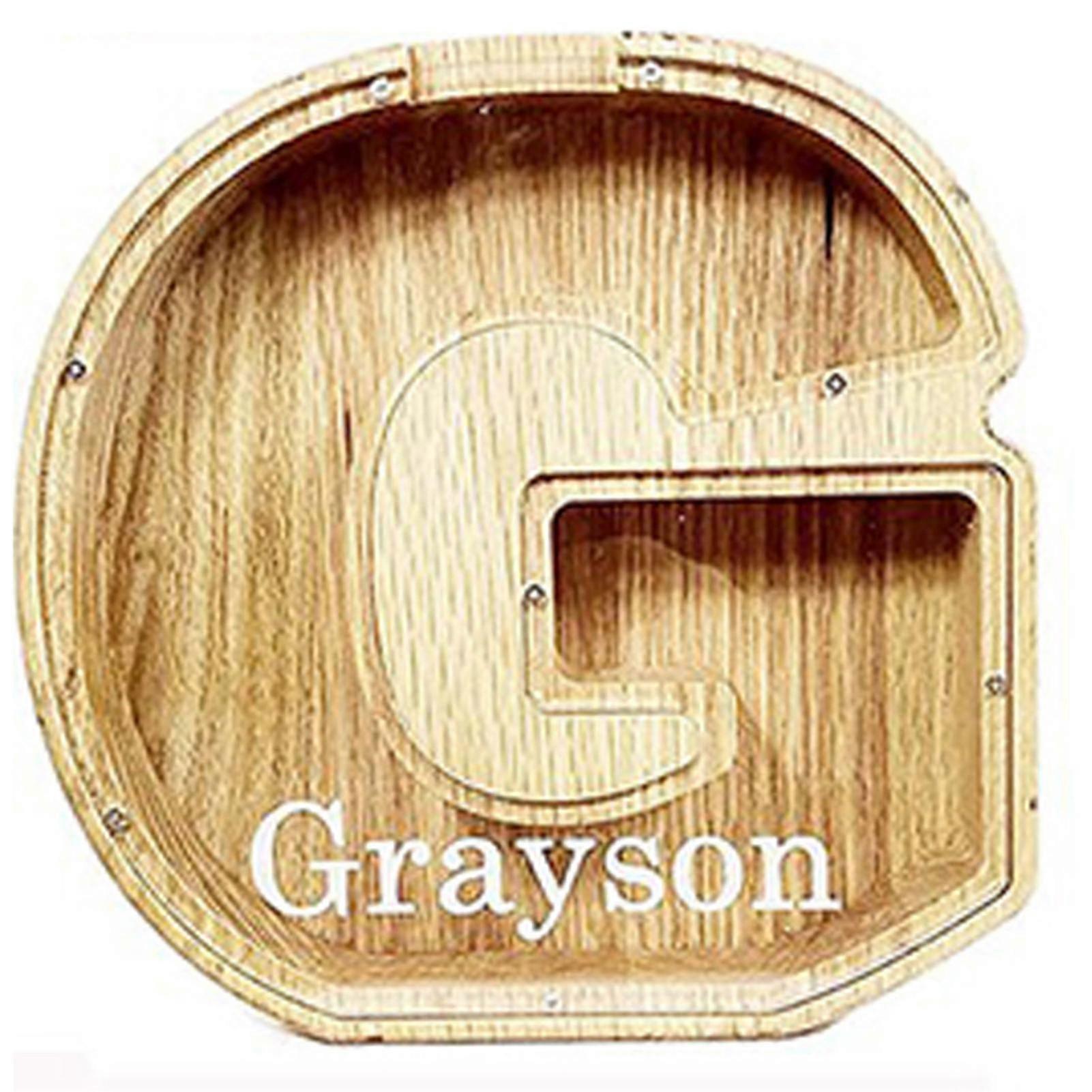 Wooden Monogram Piggy Bank Capital Letter Money Bank Initials Piggy ...