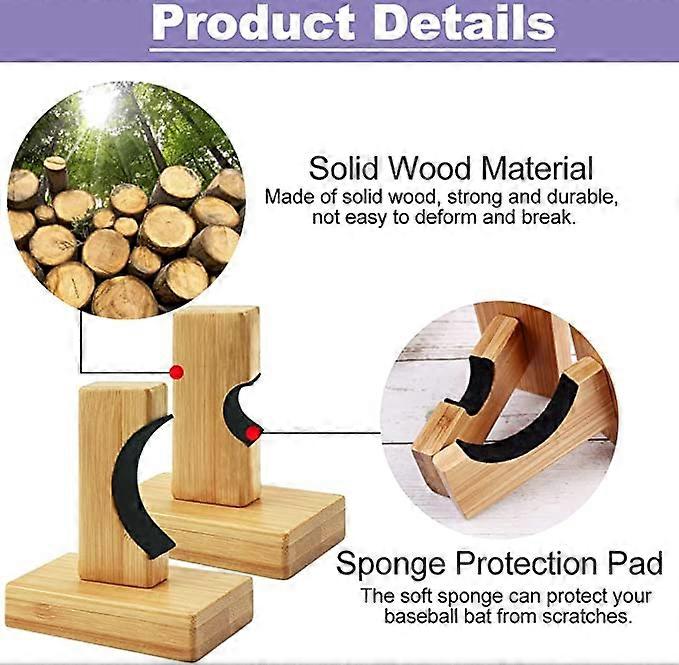 ZK-Brown Wood Wall Mounted Baseball Bat Rack, Softball Bat, Hockey ...