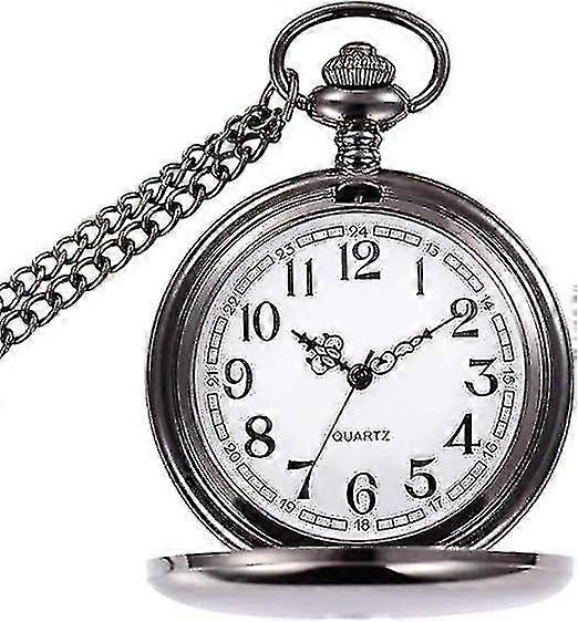 Mens Pocket Watch with Chain, Classic Vintage Quartz Pendant Fob Pocket ...
