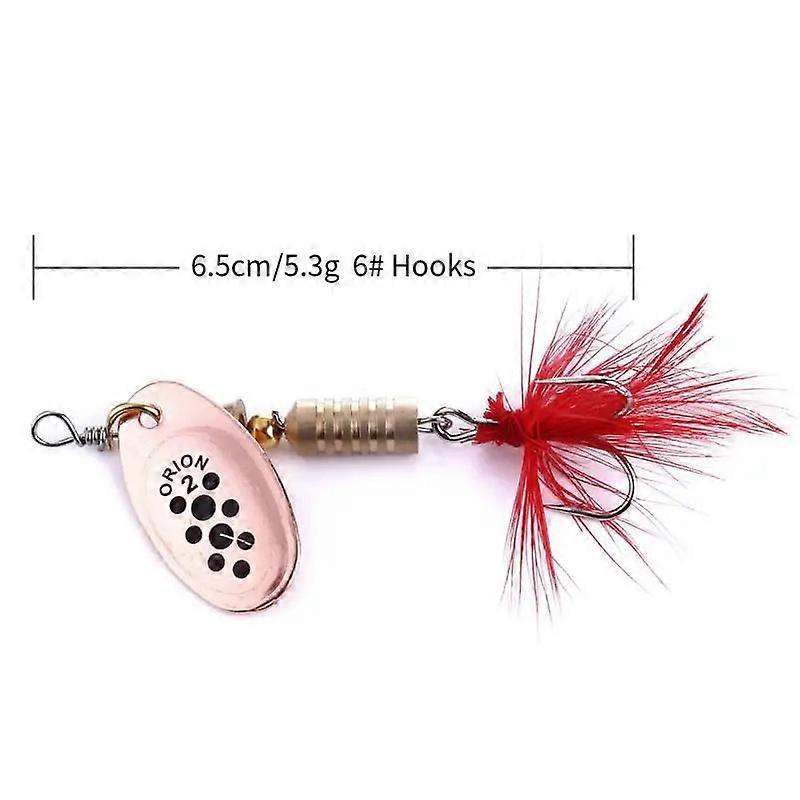 Metal Plating Spinner Bait 6.7cm/7g Hard Spoon Bass Lures Metal Fishing Lure with Feather Treble ...