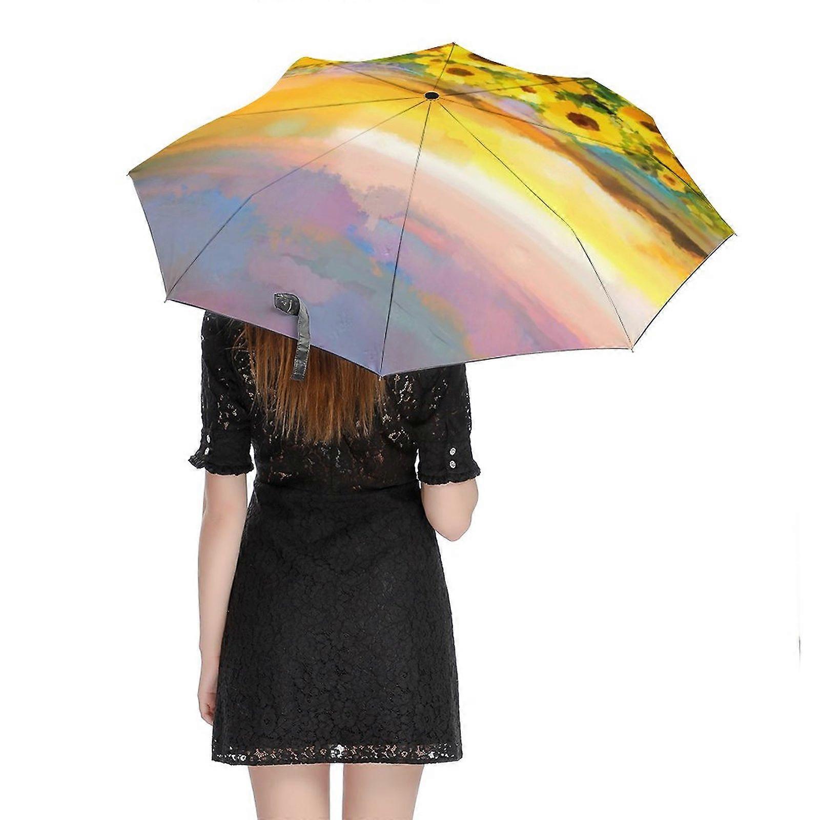Sunflower Automatic Folding Umbrella Travel Umbrella Windproof Auto 3 ...