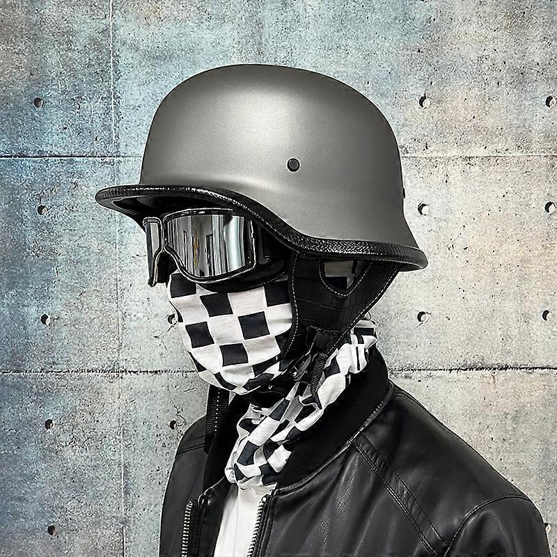 Motorcycle DOT German Style Half Helmet + Goggles for H-arley Biker ...