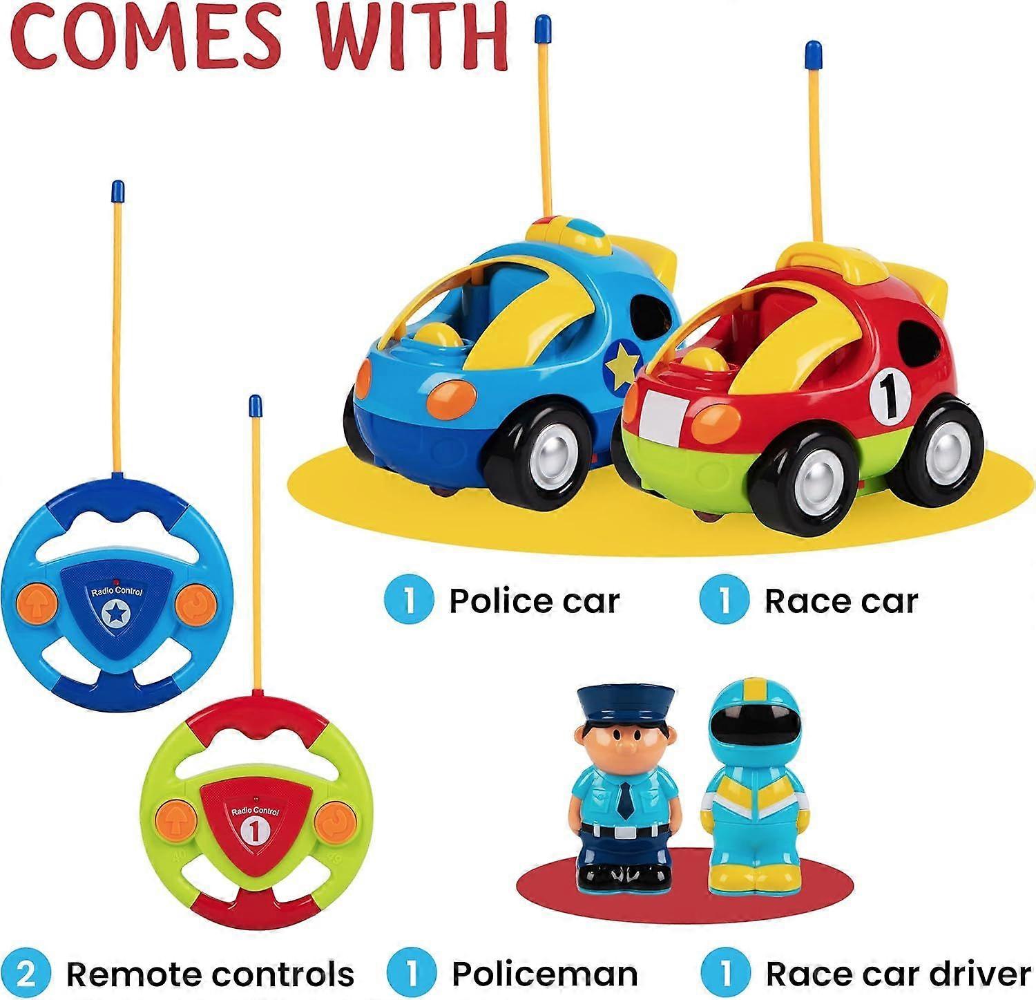 SBSG 2 Pack Cartoon Remote Control Cars - Police Car and Race Car ...
