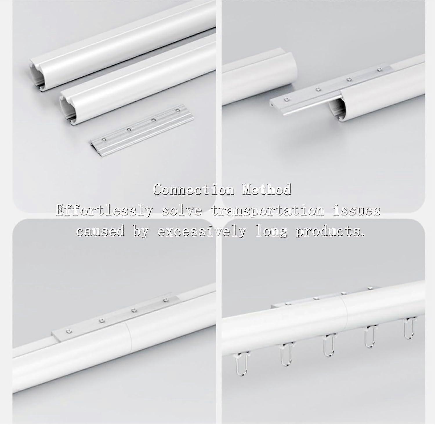 Wall Mount Curtain Pole with 2in1 Roman Rod and Track Rail for Living ...