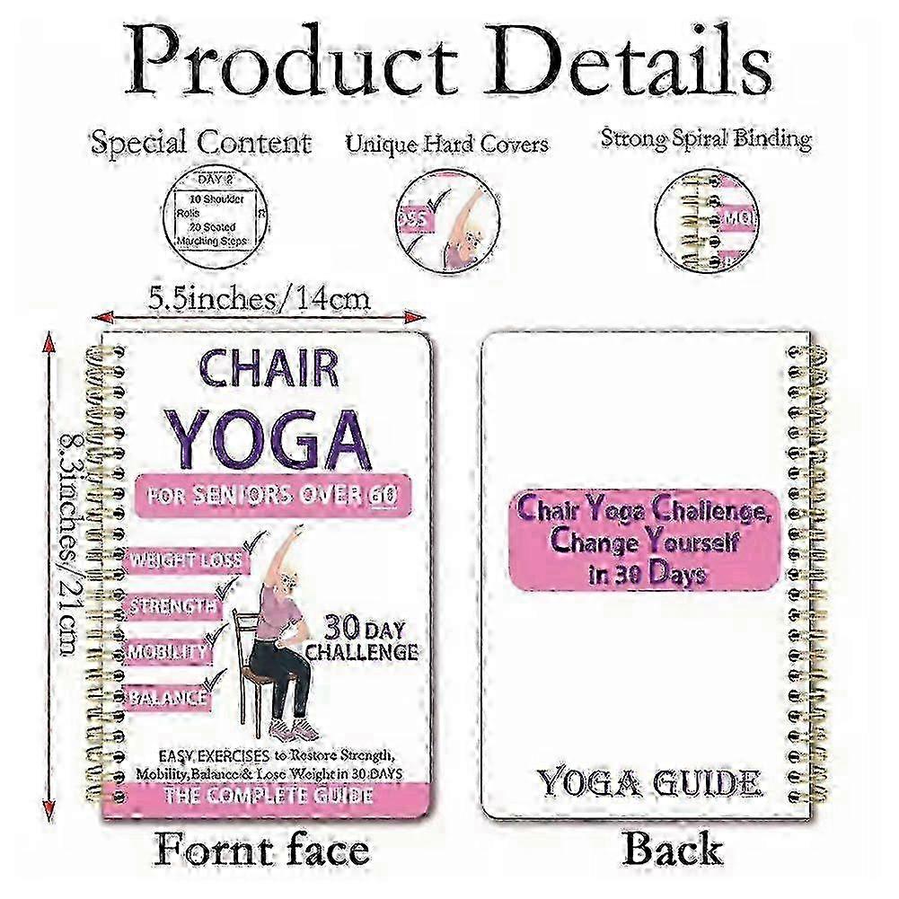 Chair Yoga for Seniors Over 60, Yoga Guide Notebook with 40+ Low-Impact ...