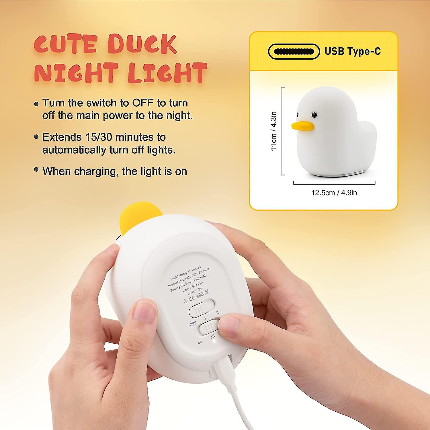 Led Benson Duck Night Light, Cute Animal Silicone Nursery Night Light ...