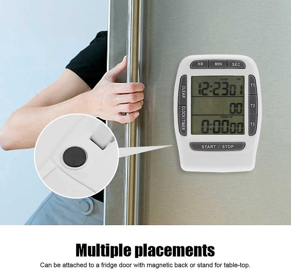 Portable 3-Channel Digital Alarm Timer Electronic LCD Multi-Channel ...