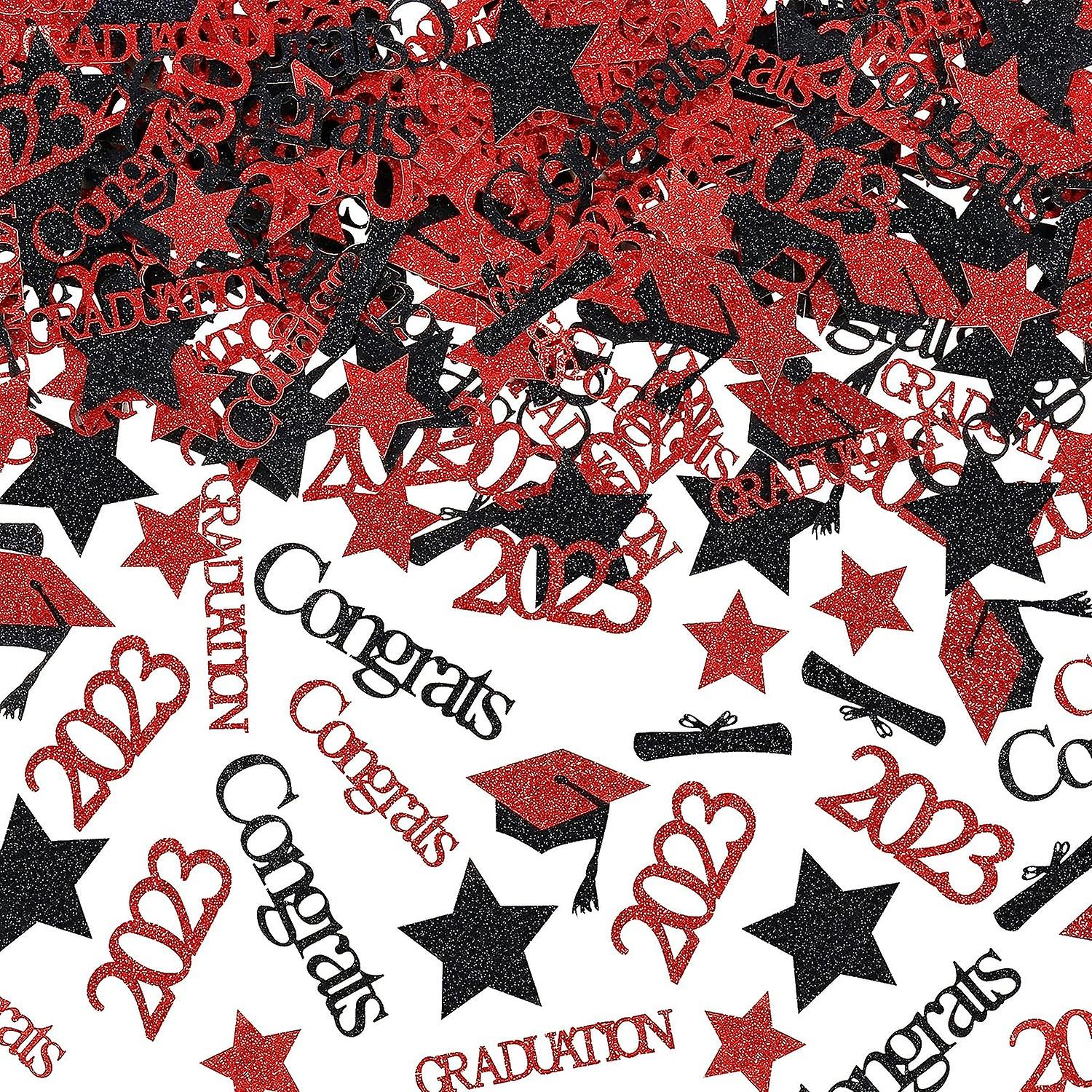 Graduation Confetti 2023 Red And Black Glitter, 200 Pcs Congrats Grad ...