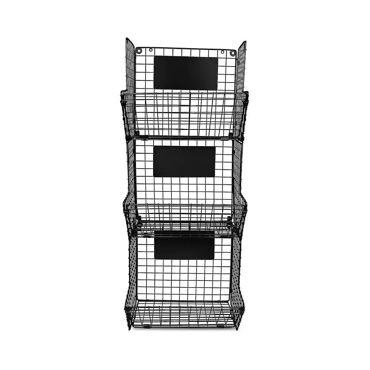 Simple Wrought Iron Fruit Basket Multi-layer Diagonal Blue Shelf Living ...